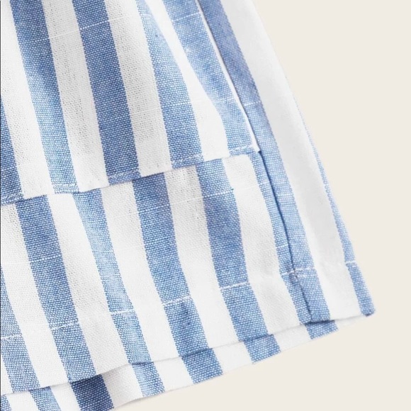 Shorts | Bluewhite Striped Paperbag Waist Belted Shorts 2x | Poshmark